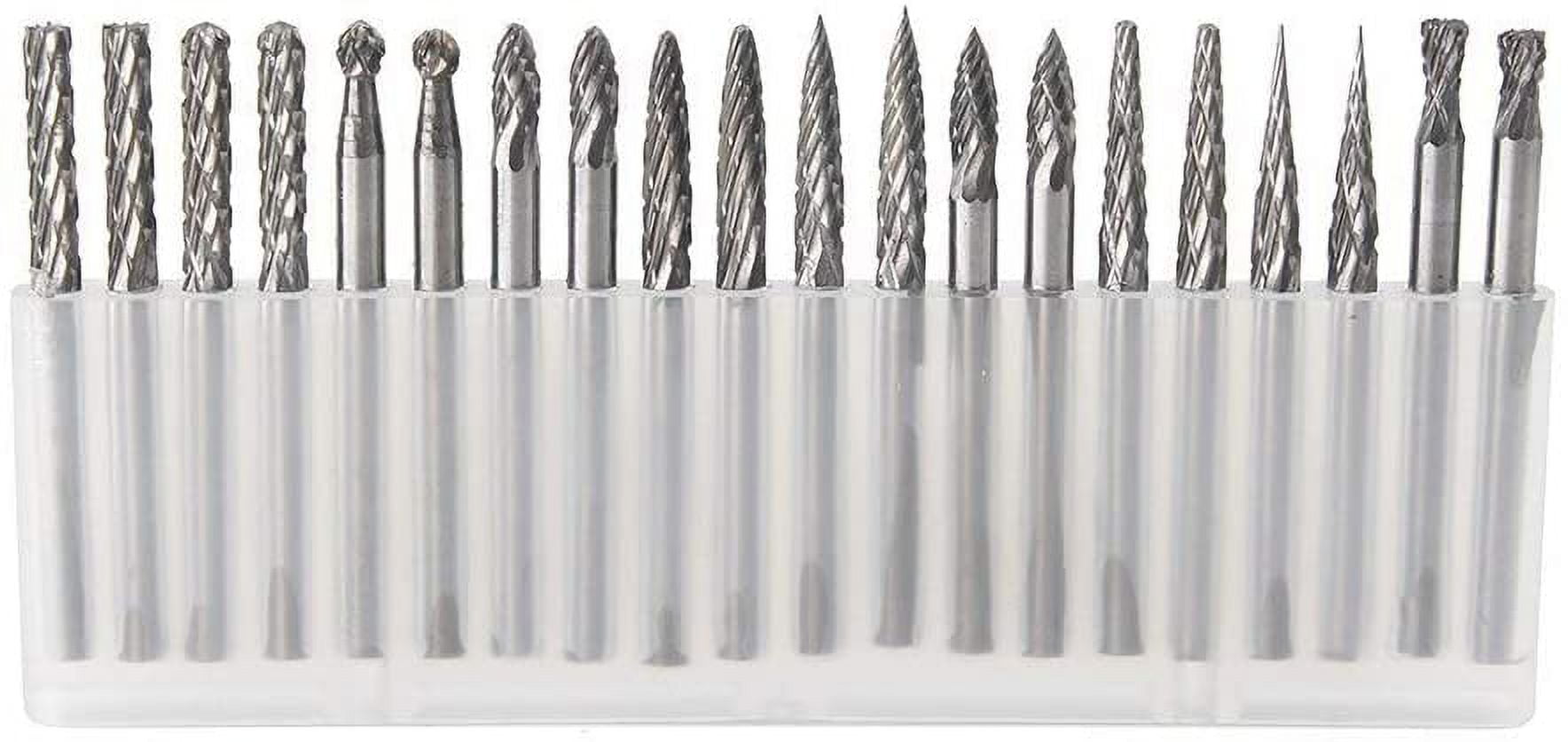 Tungsten Carbide HSS Rotary Burr Set, 20pcs Wood Carving Drill Bits ...