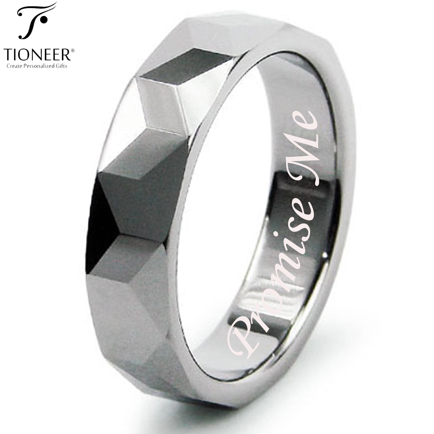 Tioneer Tungsten Carbide Classic Polished Plain Dome Wedding Band Ring ...