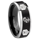 Tungsten Carbide Marines Sergeant 8mm Brushed Black 2 Tone Beveled ...