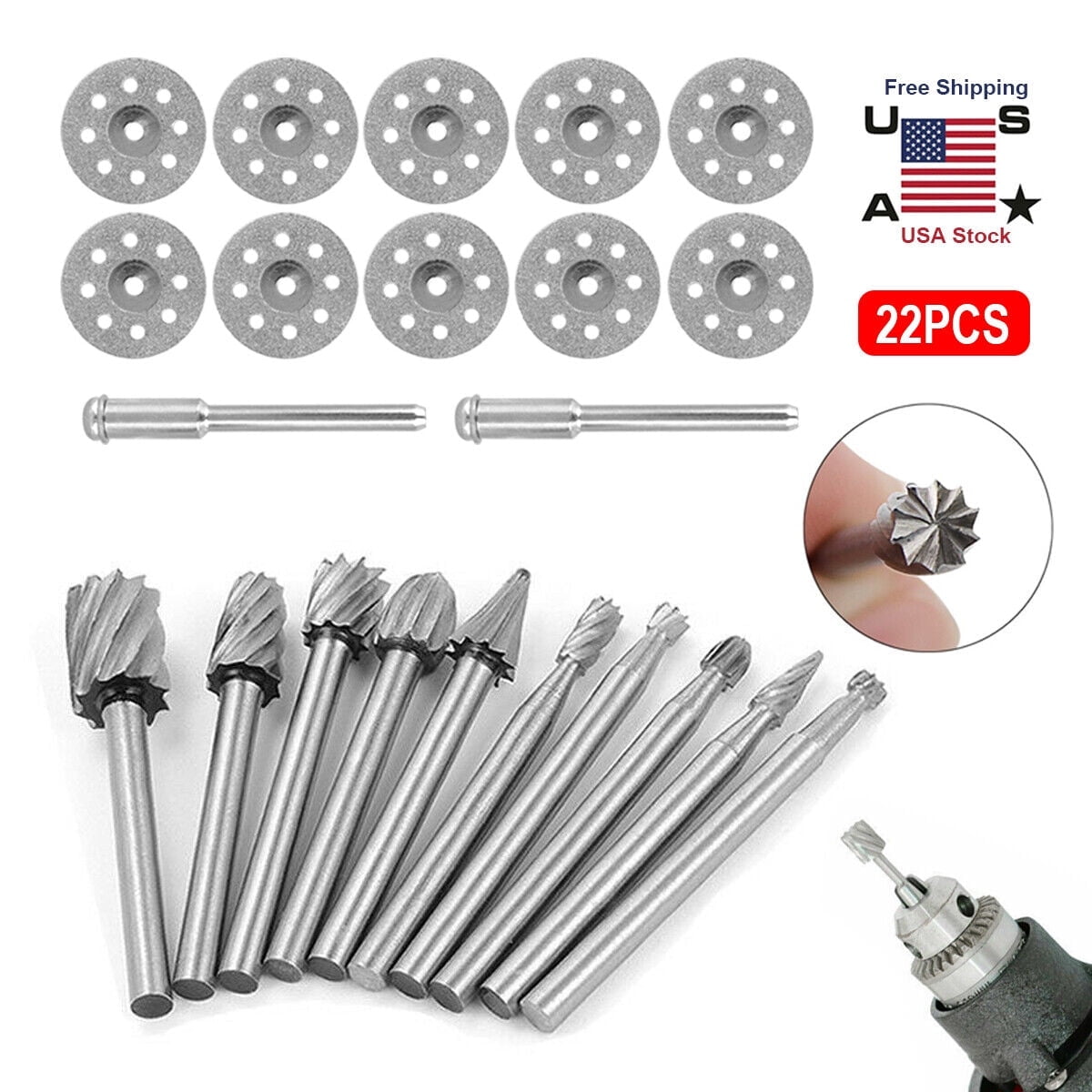 Tungsten Carbide Metal Cutting Carving Grinding Cutter Burr Kits For ...