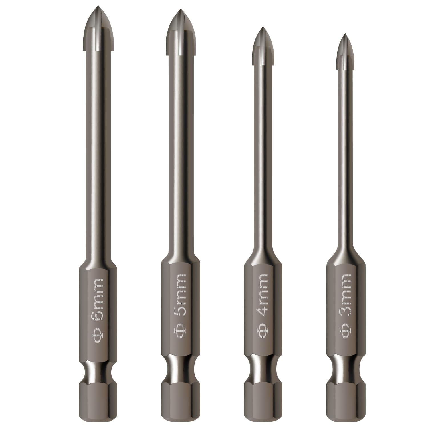 Tungsten Carbide Triangle Drill Bit Set (3mm-6mm) – 1/4" Hex Shank ...