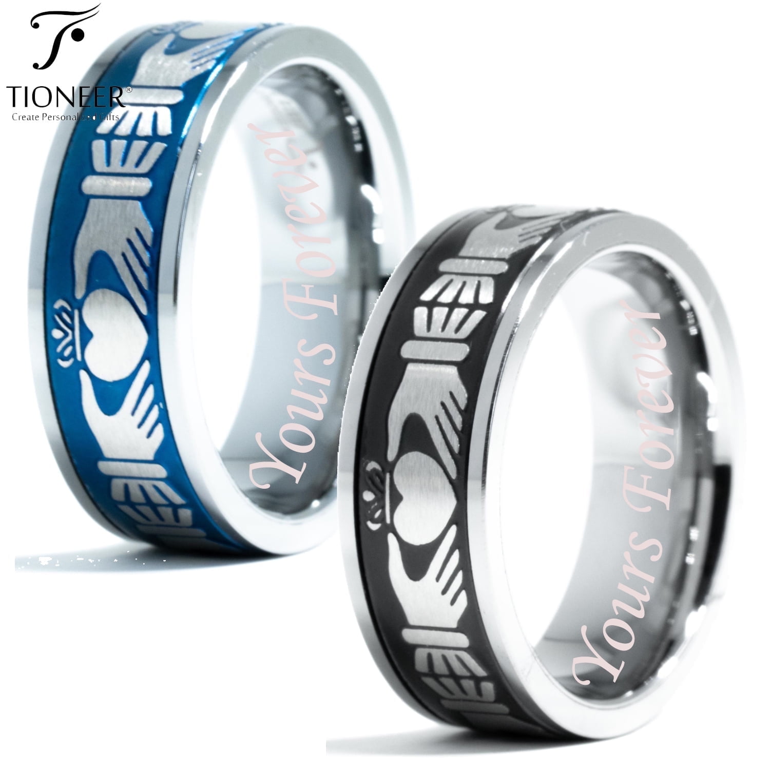 Tioneer Tungsten Carbide Wedding Band Ring Irish Claddagh Celtic Knot ...
