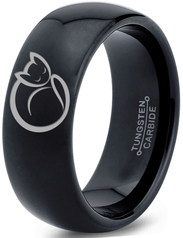 Tungsten Cat Love Cats Lover Kitten Kitty Feline Band Ring 8mm Men ...