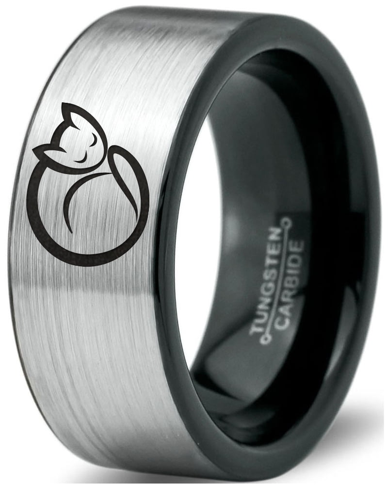 Tungsten Cat Love Cats Lover Kitten Kitty Feline Band Ring 8mm Men ...
