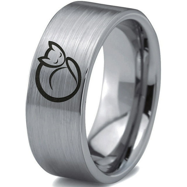 Tungsten Cat Love Cats Lover Kitten Kitty Feline Band Ring 8mm Men ...