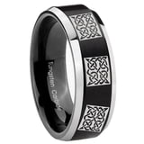 Tungsten Celtic Knot 8mm Brushed Black 2 Tone Beveled Edges Men Ring ...