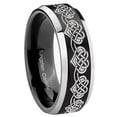 Tungsten Celtic Knot Heart 8mm Brushed Black 2 Tone Beveled Edges Men ...