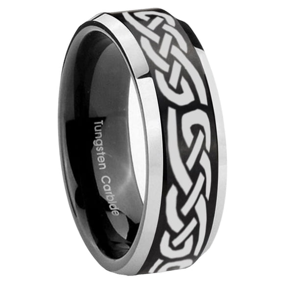 Tungsten Celtic Knot Infinity Love 8mm Brushed Black 2 Tone Beveled ...