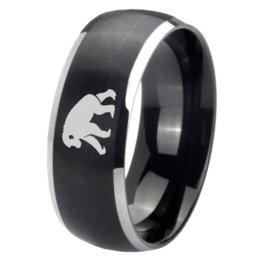 Tungsten Chimpanzee 8mm Brushed Black 2 Tone Dome Polished Edges Men ...