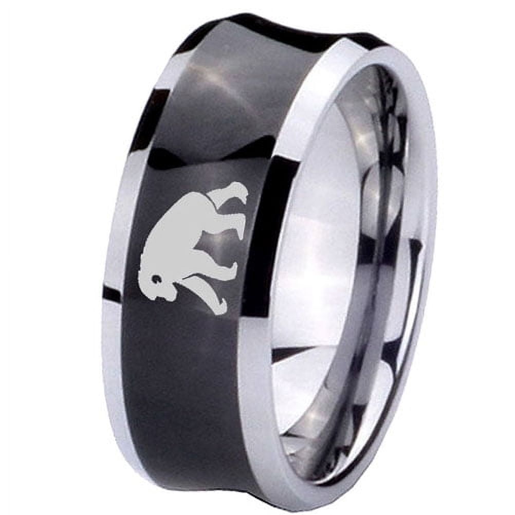 Tungsten Chimpanzee 8mm Brushed Black Polished Concave Men Ring ...