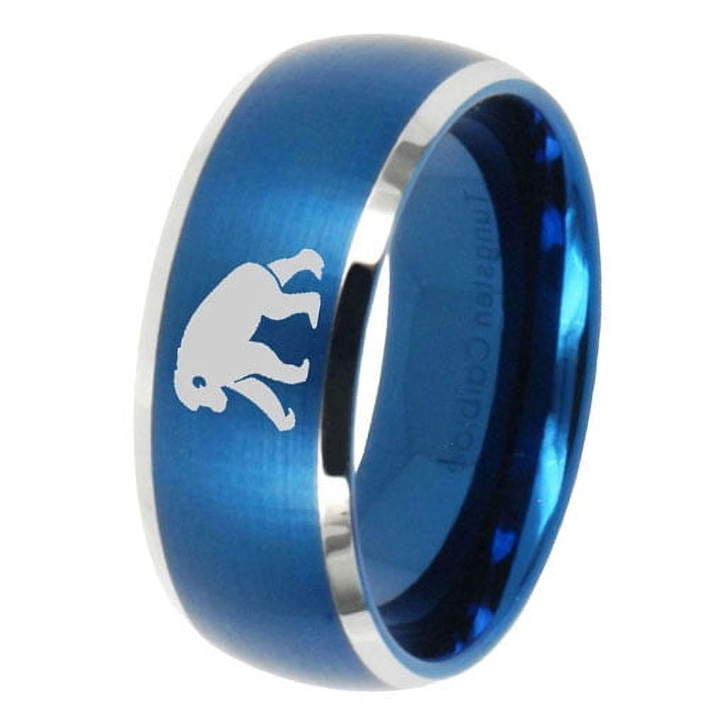 Tungsten Chimpanzee 8mm Brushed Blue Two Tone Dome Polished Edges Men ...