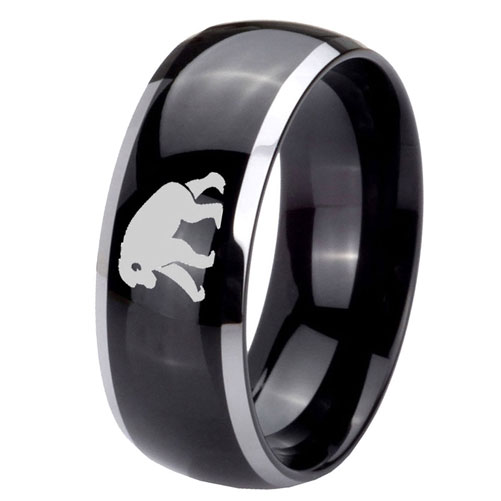Tungsten Chimpanzee 8mm Glossy Black 2 Tone Dome Polished Edges Men ...