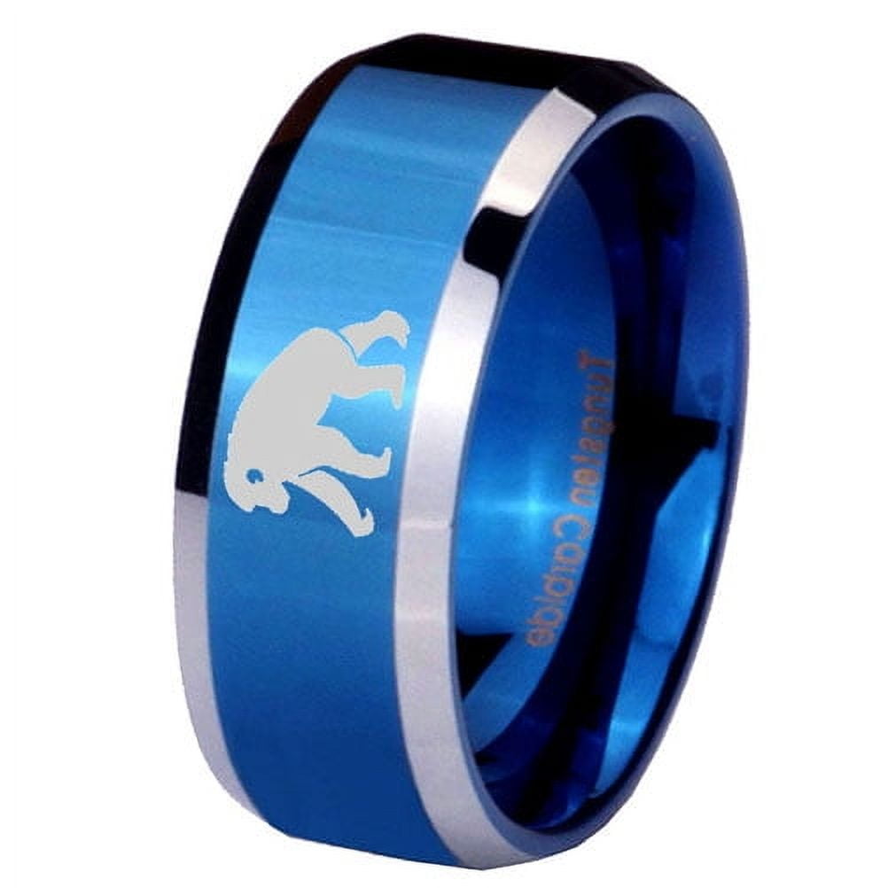 Tungsten Chimpanzee 8mm Glossy Blue Two Tone Polished Beveled Edges Men ...