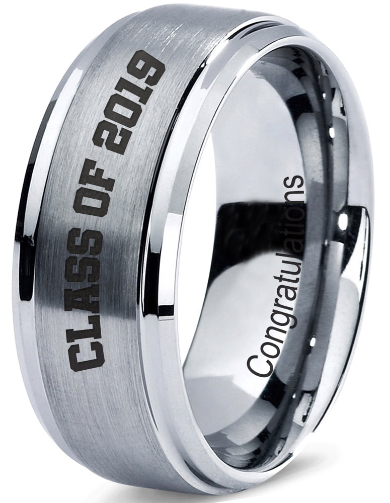 Tungsten Congrats Grad Class Of 2019 Engraved Band Ring 8mm Men Women ...