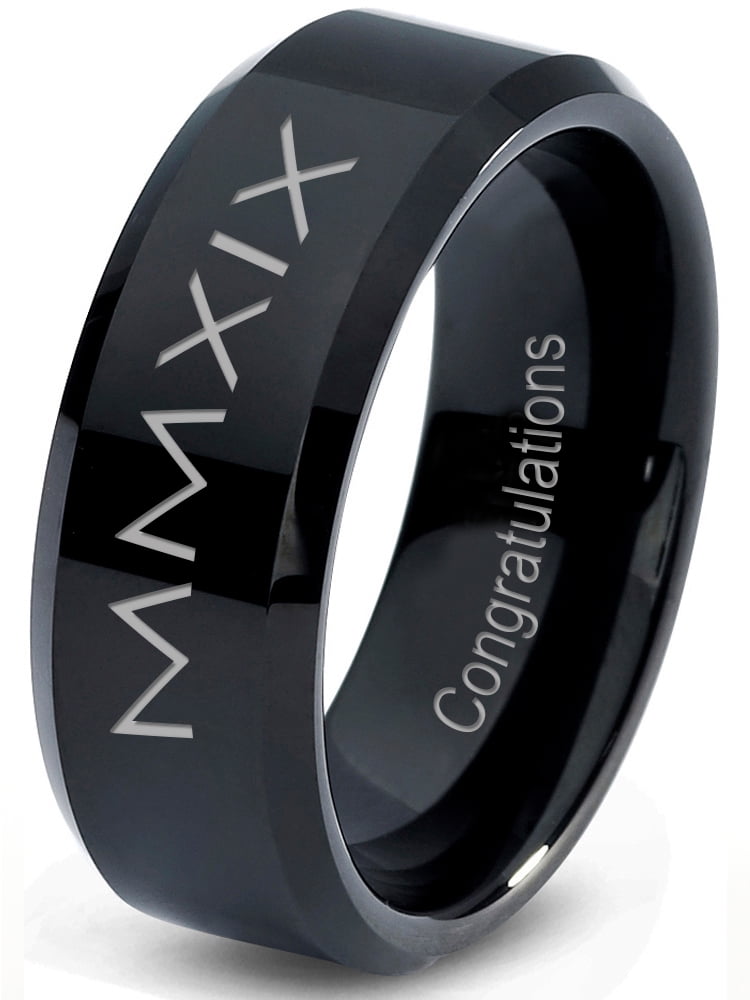 Tungsten Congrats Grad Class Of 2019 Roman Numerals Engraved Band Ring ...