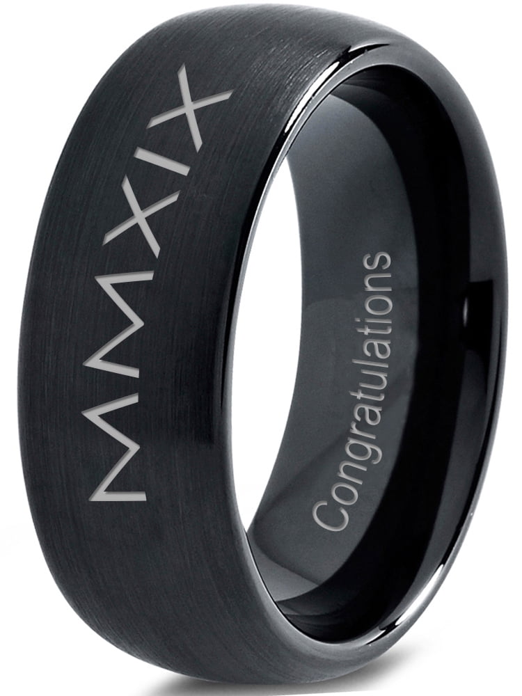 Tungsten Congrats Grad Class Of 2019 Roman Numerals Engraved Band Ring ...