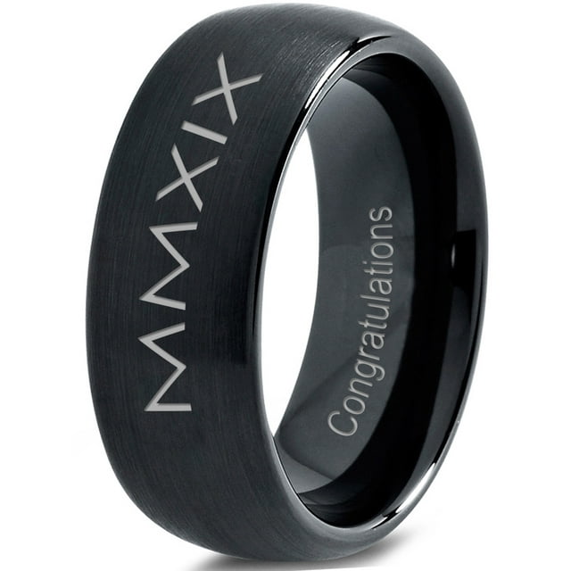 Tungsten Congrats Grad Class Of 2019 Roman Numerals Engraved Band Ring ...