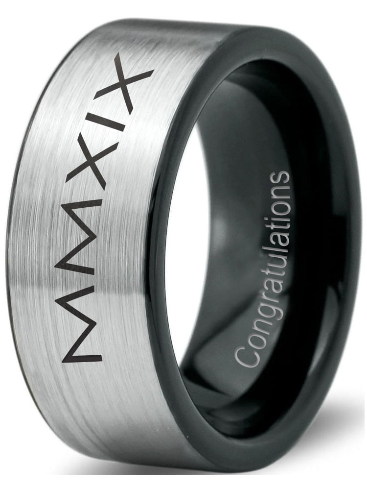 Tungsten Congrats Grad Class Of 2019 Roman Numerals Engraved Band Ring ...