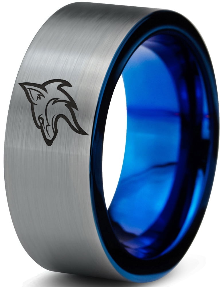 Tungsten Coyote Canis Canidae Watching Band Ring 8mm Men Women Comfort ...