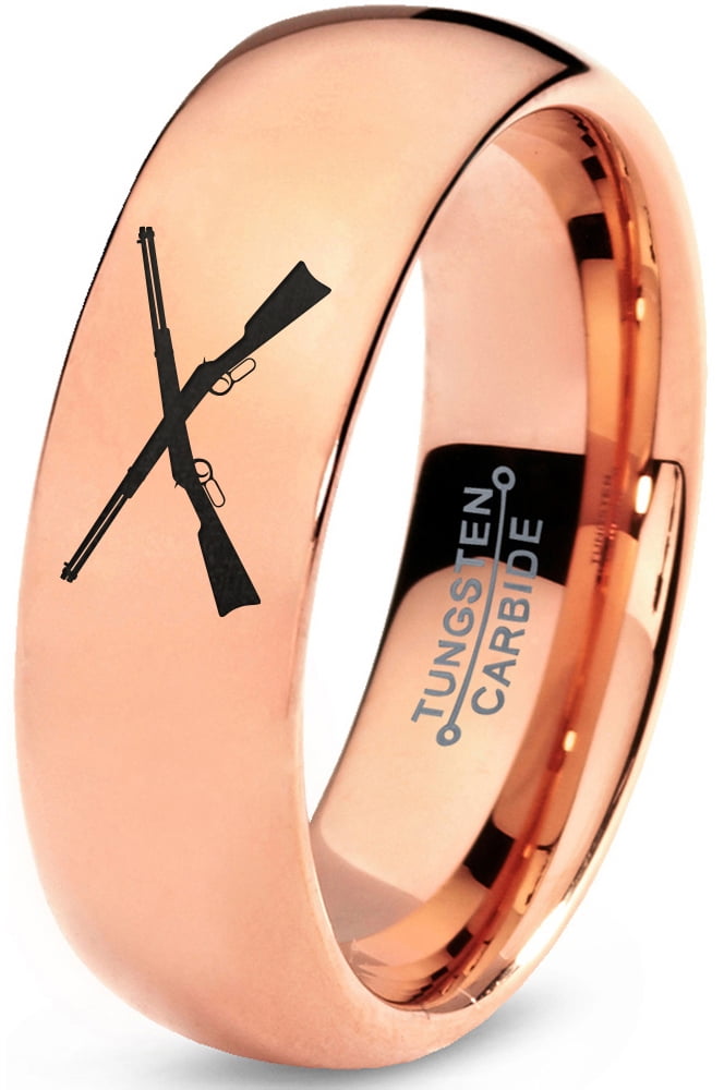 Tungsten Crossed Shotguns Firearms Band Ring 7mm Men Women Comfort Fit ...