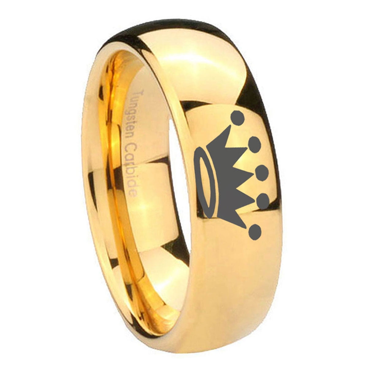 Tungsten Crown 8mm Glossy Gold Plated Dome Polished Men Ring - Walmart.com
