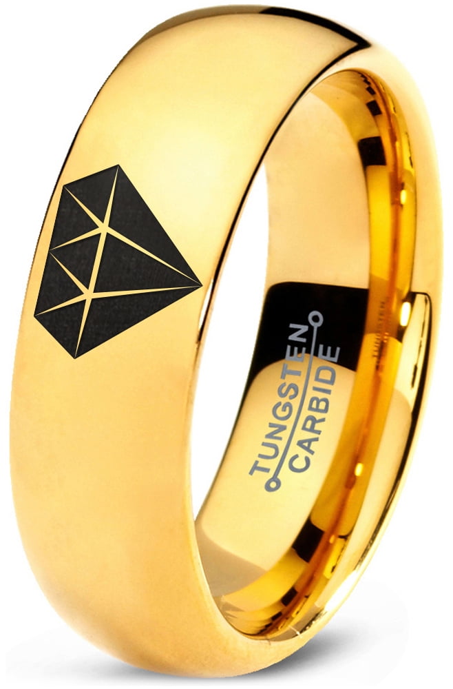 Tungsten Diamond Gemstone Adamantine Isometric Crystal Band Ring 7mm ...