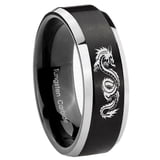 Tungsten Dragon Design 8mm Brushed Black 2 Tone Beveled Edges Men Ring ...