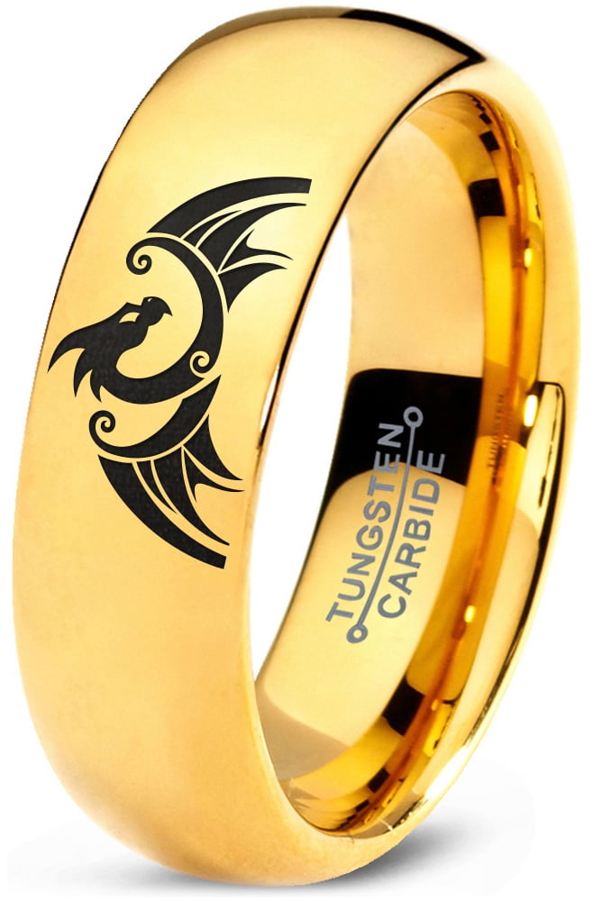 Tungsten Dragon Dragons Fire Breather Folklore Band Ring 7mm Men Women ...