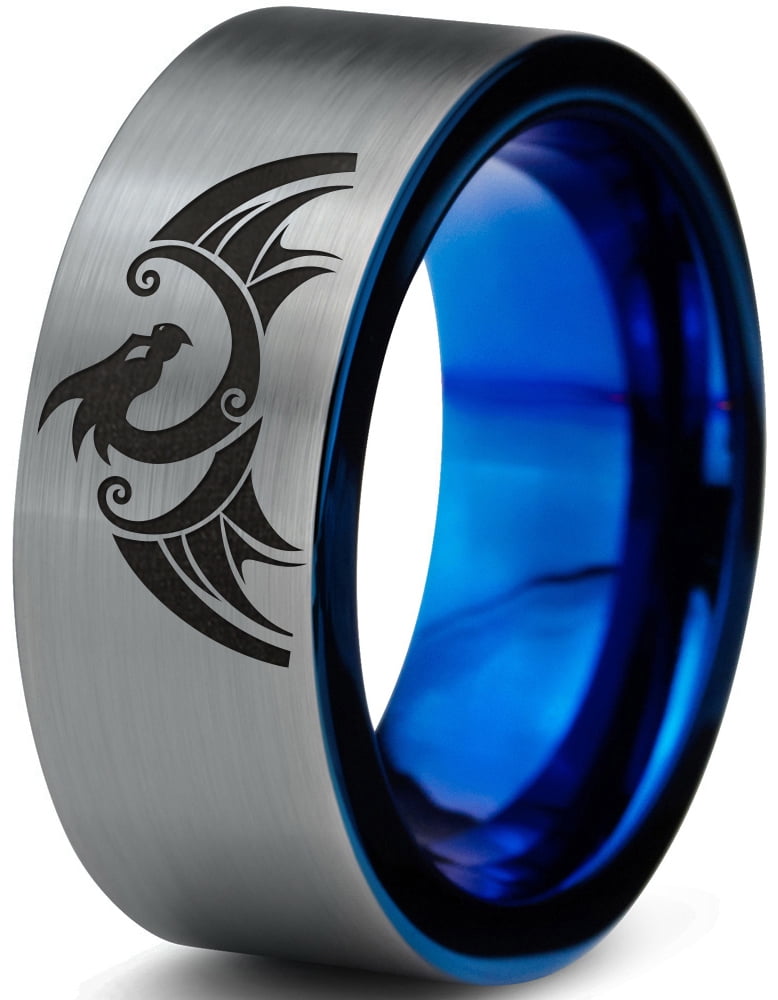 Tungsten Dragon Dragons Fire Breather Folklore Band Ring 8mm Men Women ...