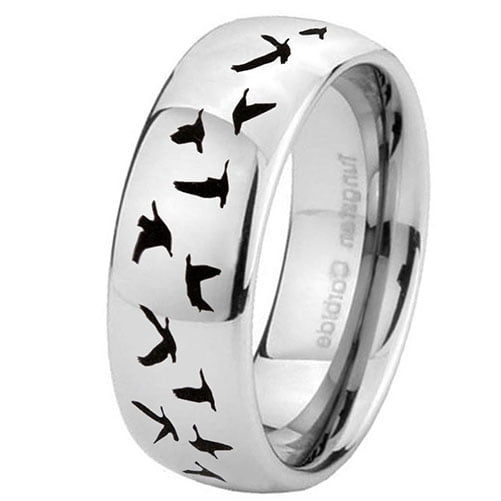 Tungsten Duck Hunter 8mm Mirror Gray Polished Dome Men Ring - Walmart.com