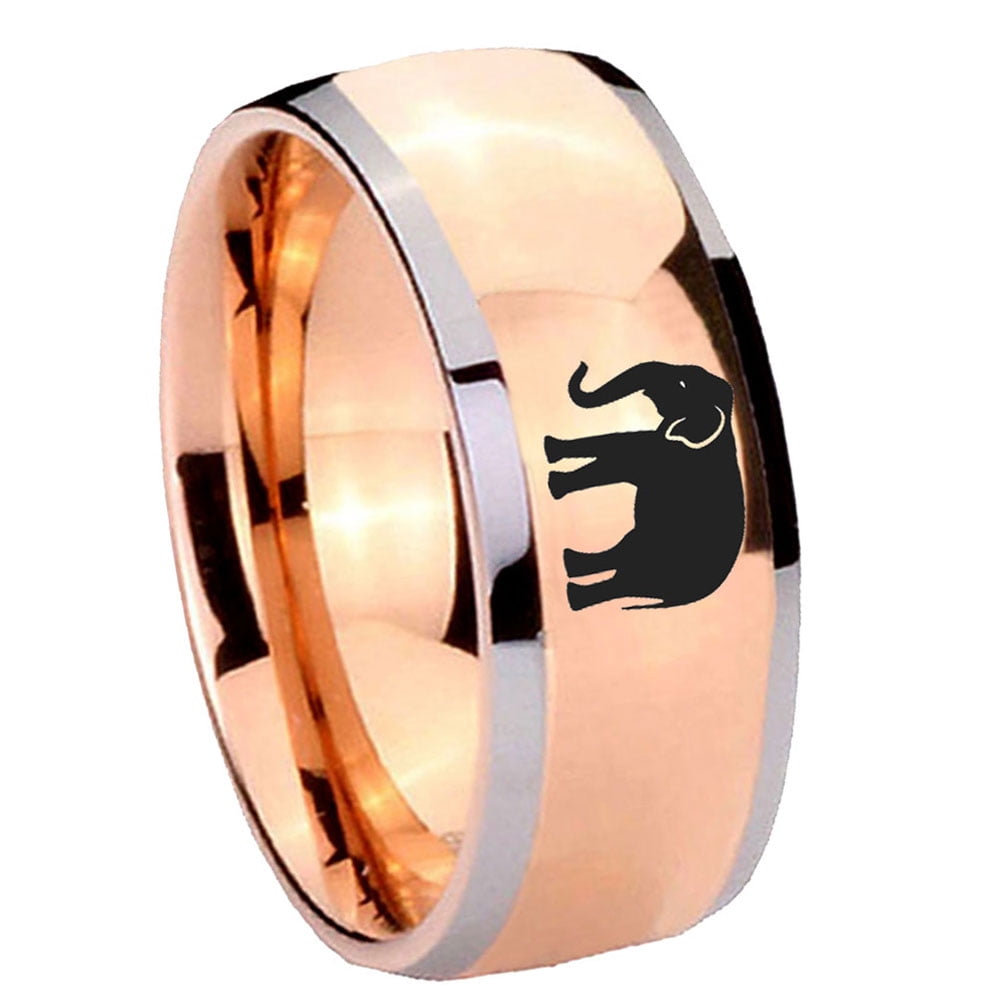 Tungsten Elephant 8mm Shinny Rose Gold Two Tone Dome Men Ring - Walmart.com