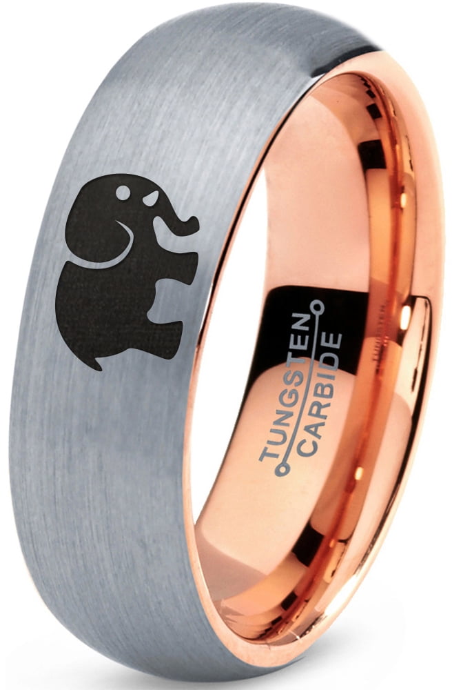 Tungsten Elephant Animal 2D Style Art Band Ring 7mm Men Women Comfort ...