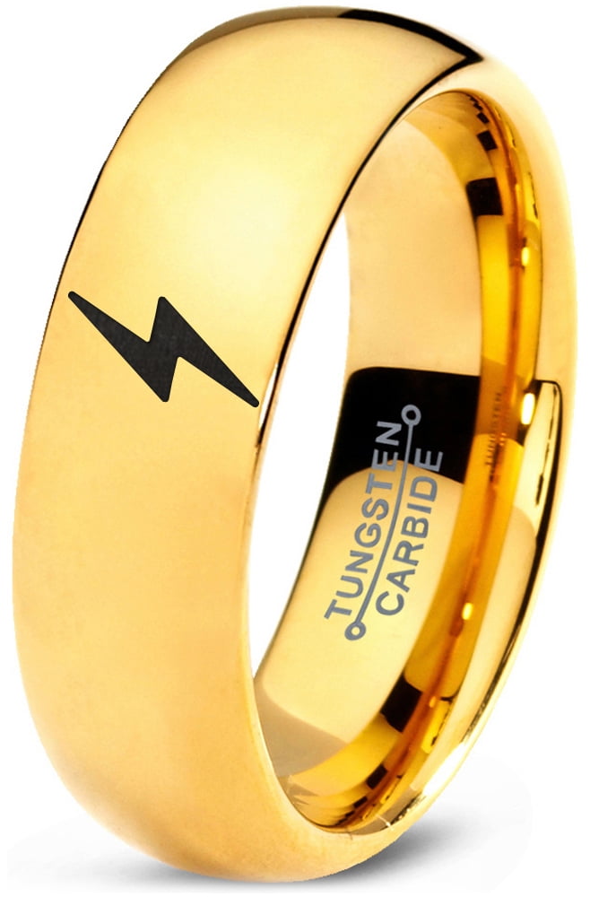 Tungsten Flash Thunder Lightning Bolt Band Ring 7mm Men Women Comfort ...
