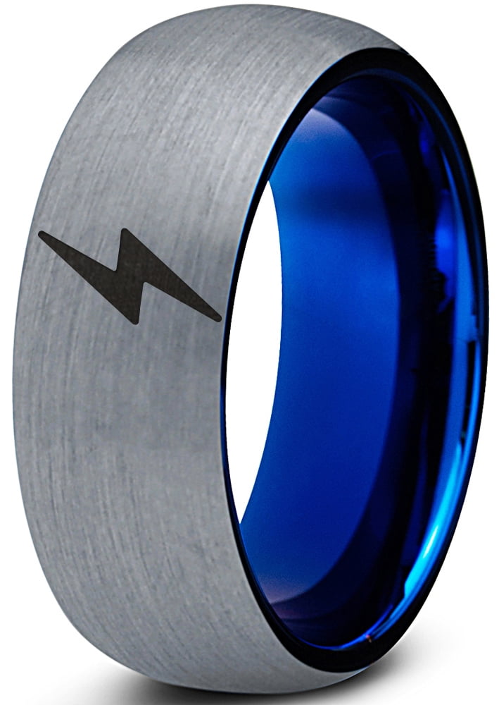 Tungsten Flash Thunder Lightning Bolt Band Ring 8mm Men Women Comfort ...