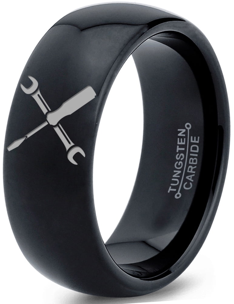 Tungsten Flat Head Screwdriver Wrench Band Ring 8mm Men Women Comfort ...