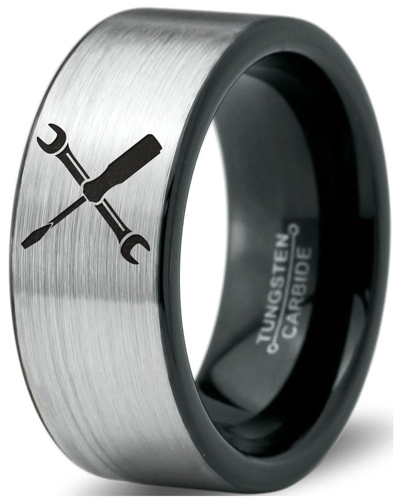 Tungsten Flat Head Screwdriver Wrench Band Ring 8mm Men Women Comfort ...