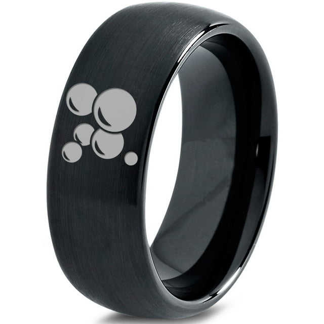 Tungsten Floating Air Soap Bubbles Band Ring 8mm Men Women Comfort Fit ...