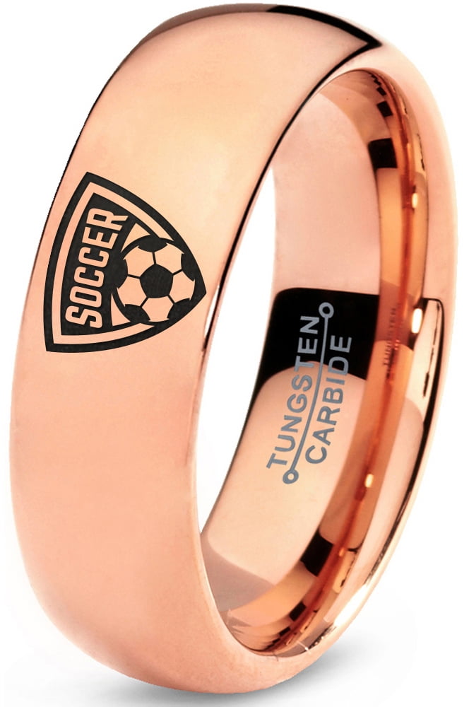 Tungsten Futbol Soccer Player Crest Logo Band Ring 7mm Men Women ...