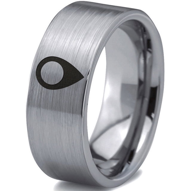 Tungsten GPS Location Symbol Icon Band Ring 8mm Men Women Comfort Fit ...