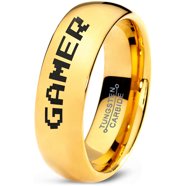 Tungsten Gaming Gamer Controller Pad Heart Emoji Band Ring 8mm Men ...