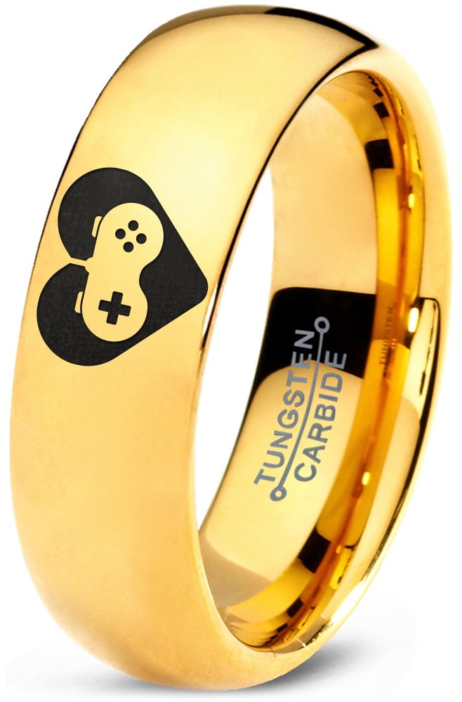 Tungsten Gaming Gamer Controller Pad Heart Emoji Band Ring 7mm Men ...