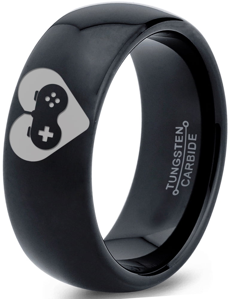 Tungsten Gaming Gamer Controller Pad Heart Emoji Band Ring 8mm Men ...