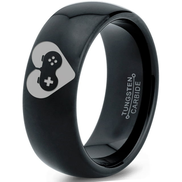 Tungsten Gaming Gamer Controller Pad Heart Emoji Band Ring 8mm Men ...