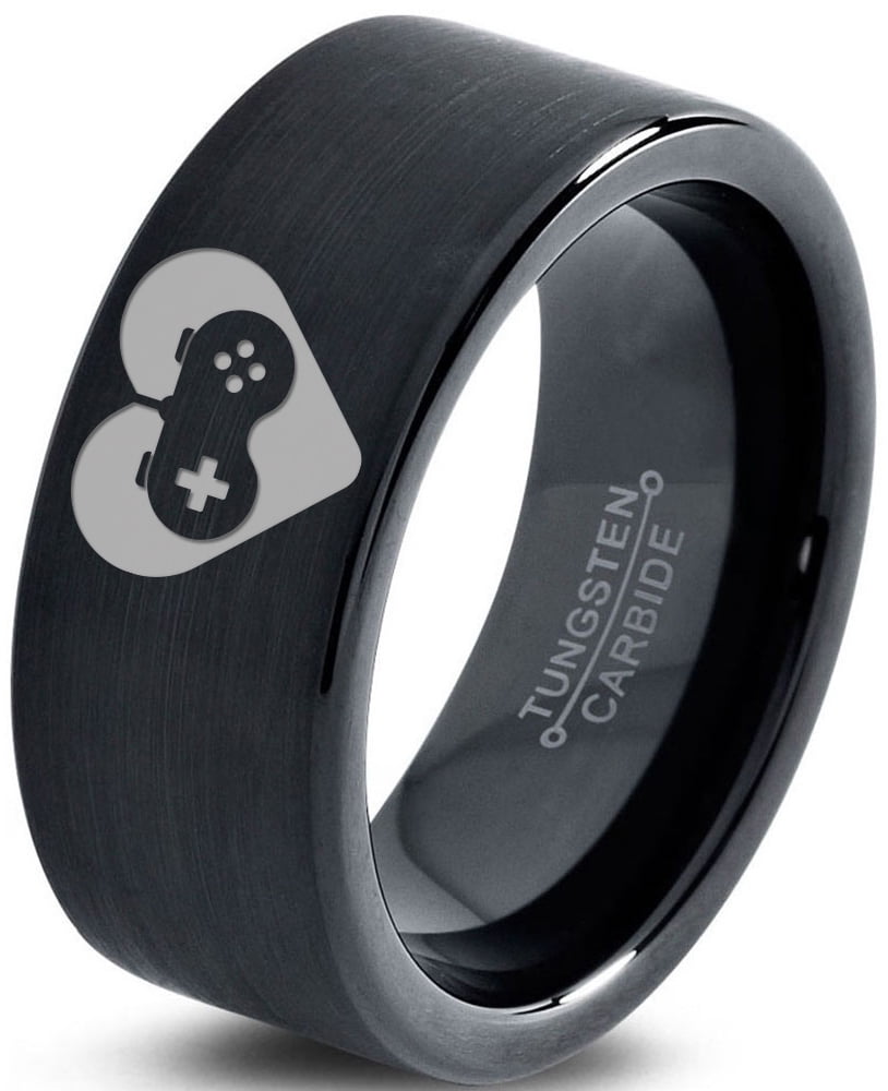 Tungsten Gaming Gamer Controller Pad Heart Emoji Band Ring 9mm Men ...