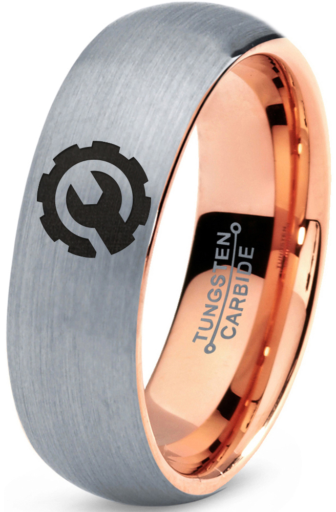 Tungsten Gear Mechanic Engineer Wrench Band Ring 7mm Men Women Comfort ...