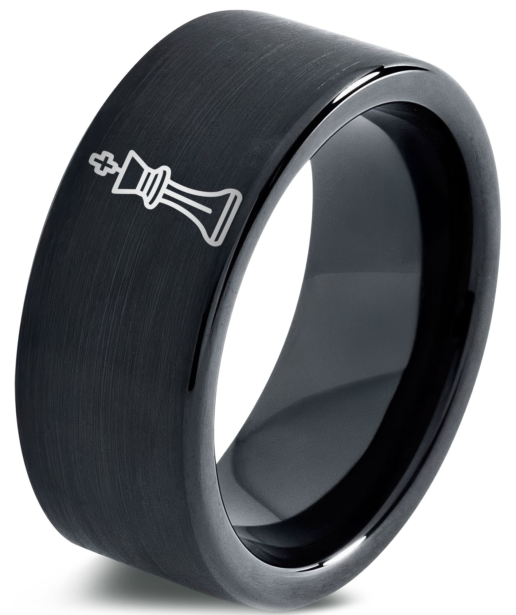 Tungsten Gift Gamer Black Chunky Rings for Men Bride Dome Ring Engrave ...