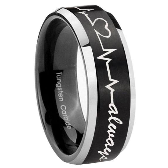 Tungsten Heart Beat forever Heart always more 8mm Brushed Black 2 Tone ...