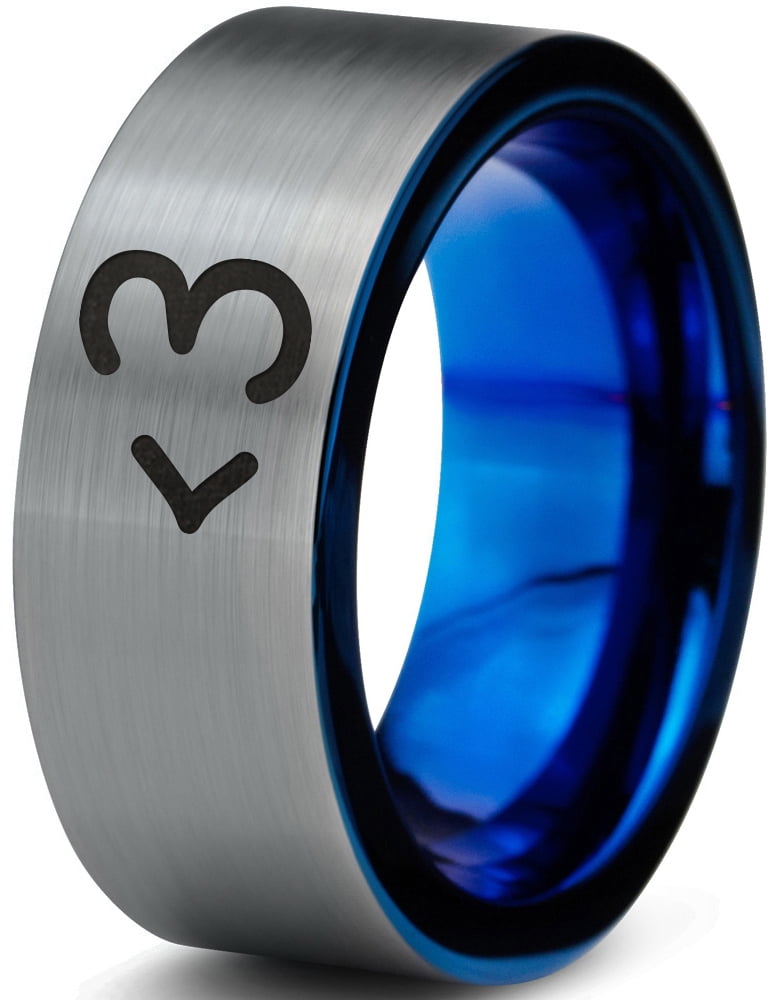 Tungsten Heart Text Symbol Love Band Ring 8mm Men Women Comfort Fit ...
