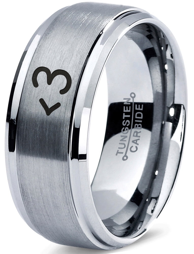 Tungsten Heart Text Symbol Love Band Ring 8mm Men Women Comfort Fit ...