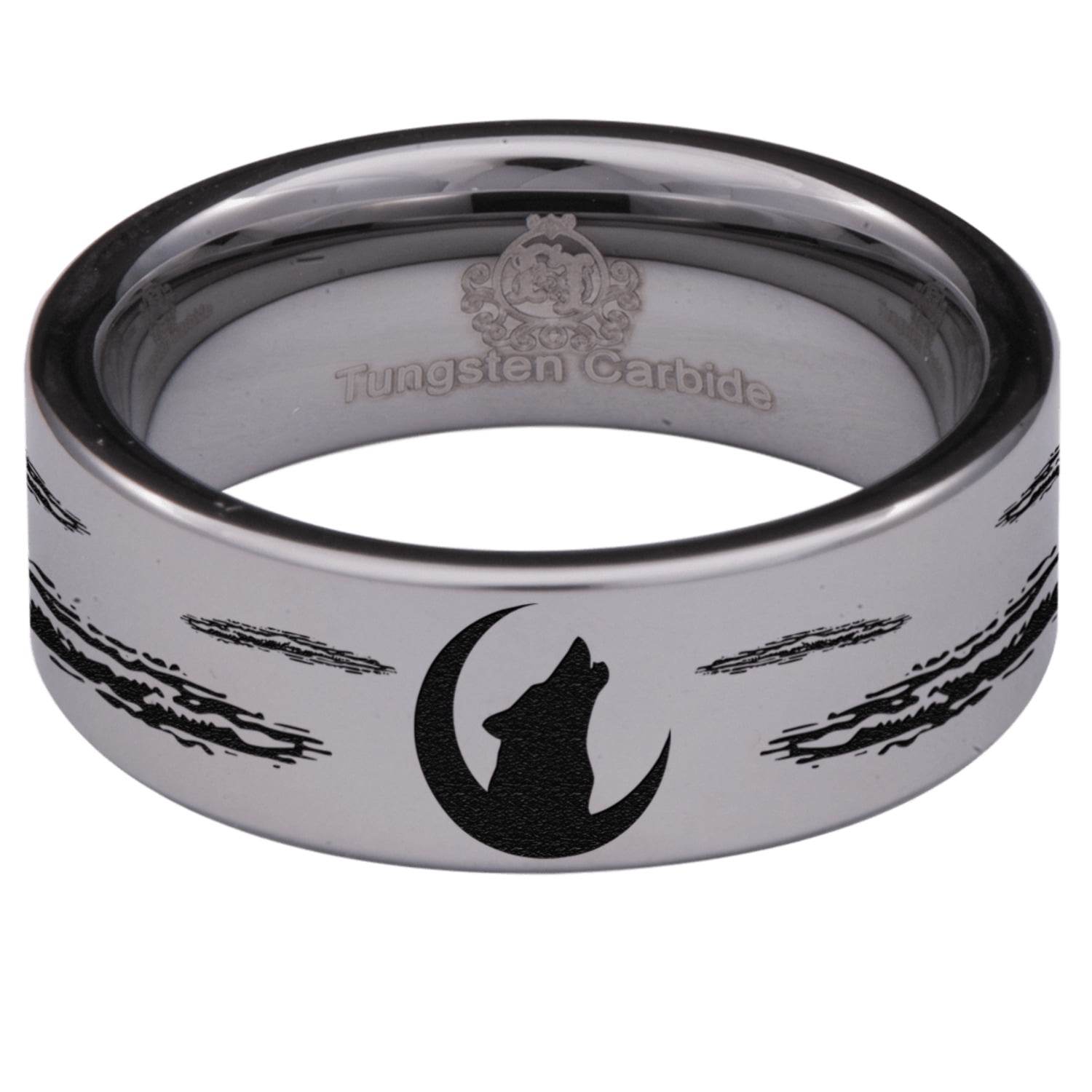 Tungsten Howling Wolf on Moon Ring - Walmart.com